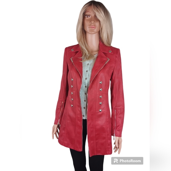leng gabrieĺle | Jackets & Coats | Red Clasp Front Closure Jacket ...